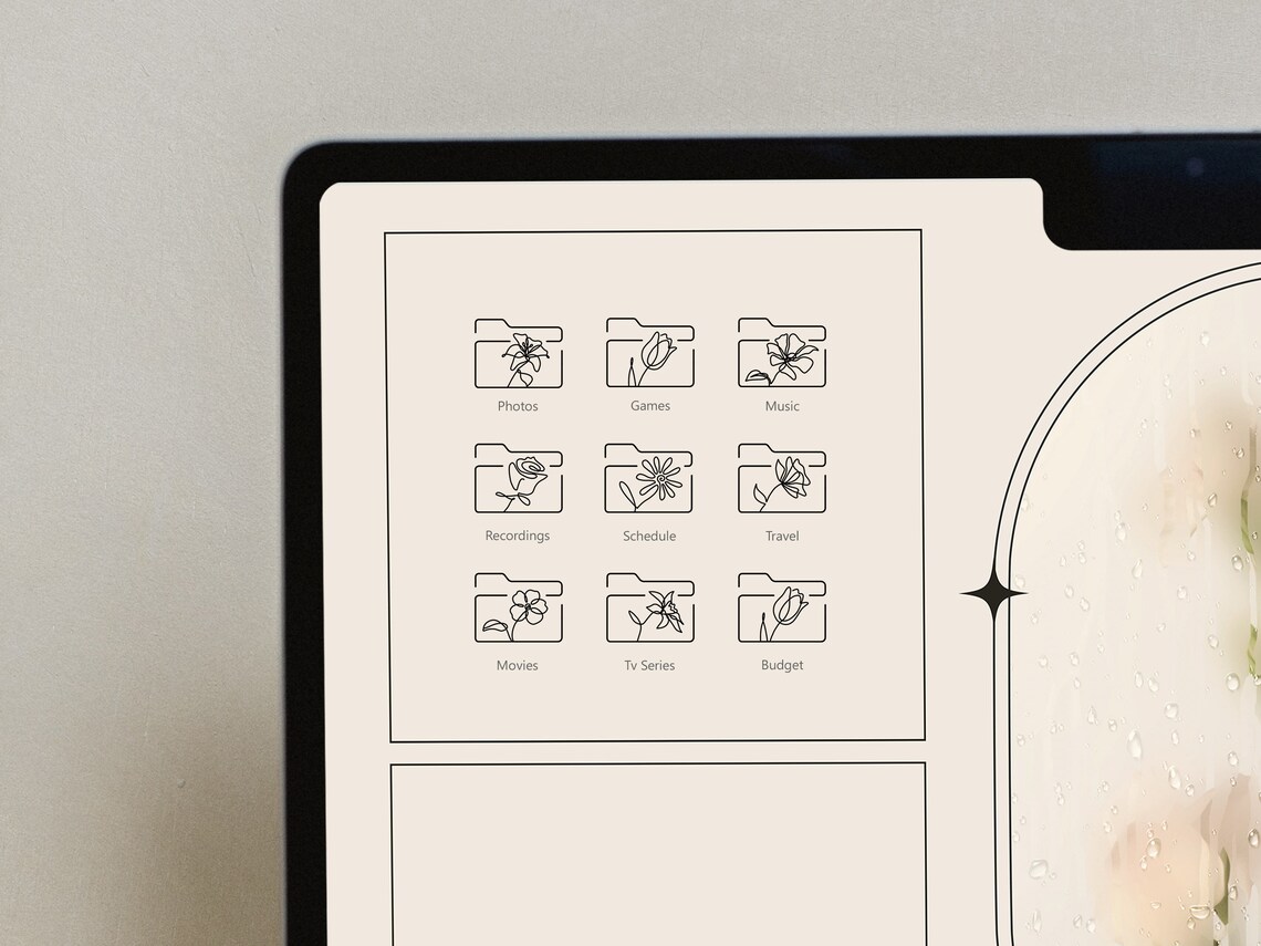 Minimalist Desktop Icons Floral Icons Aesthetic Folder Icons Neutral ...