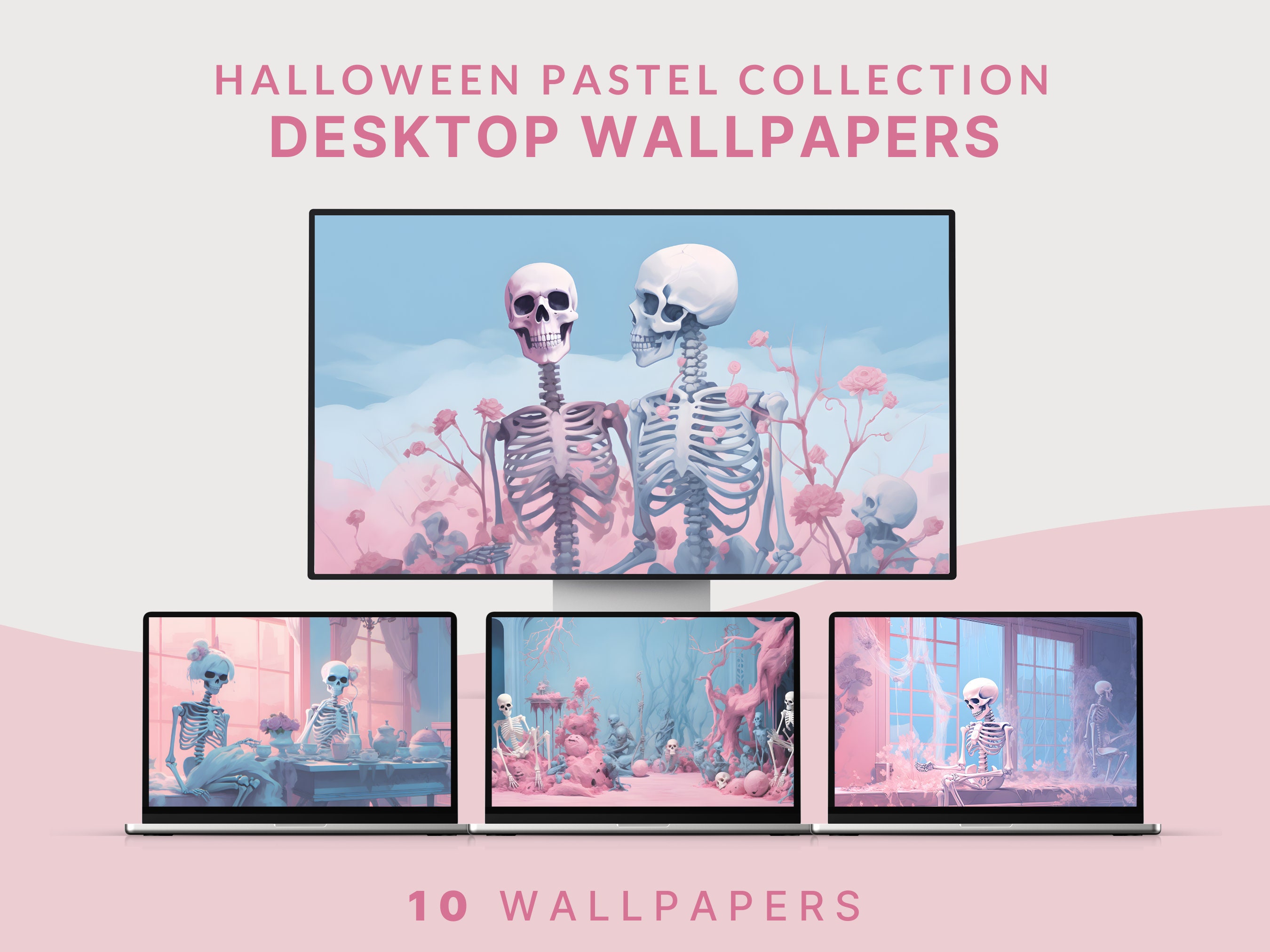 Pastel Halloween Desktop Wallpaper Pink Halloween Wallpaper - Etsy