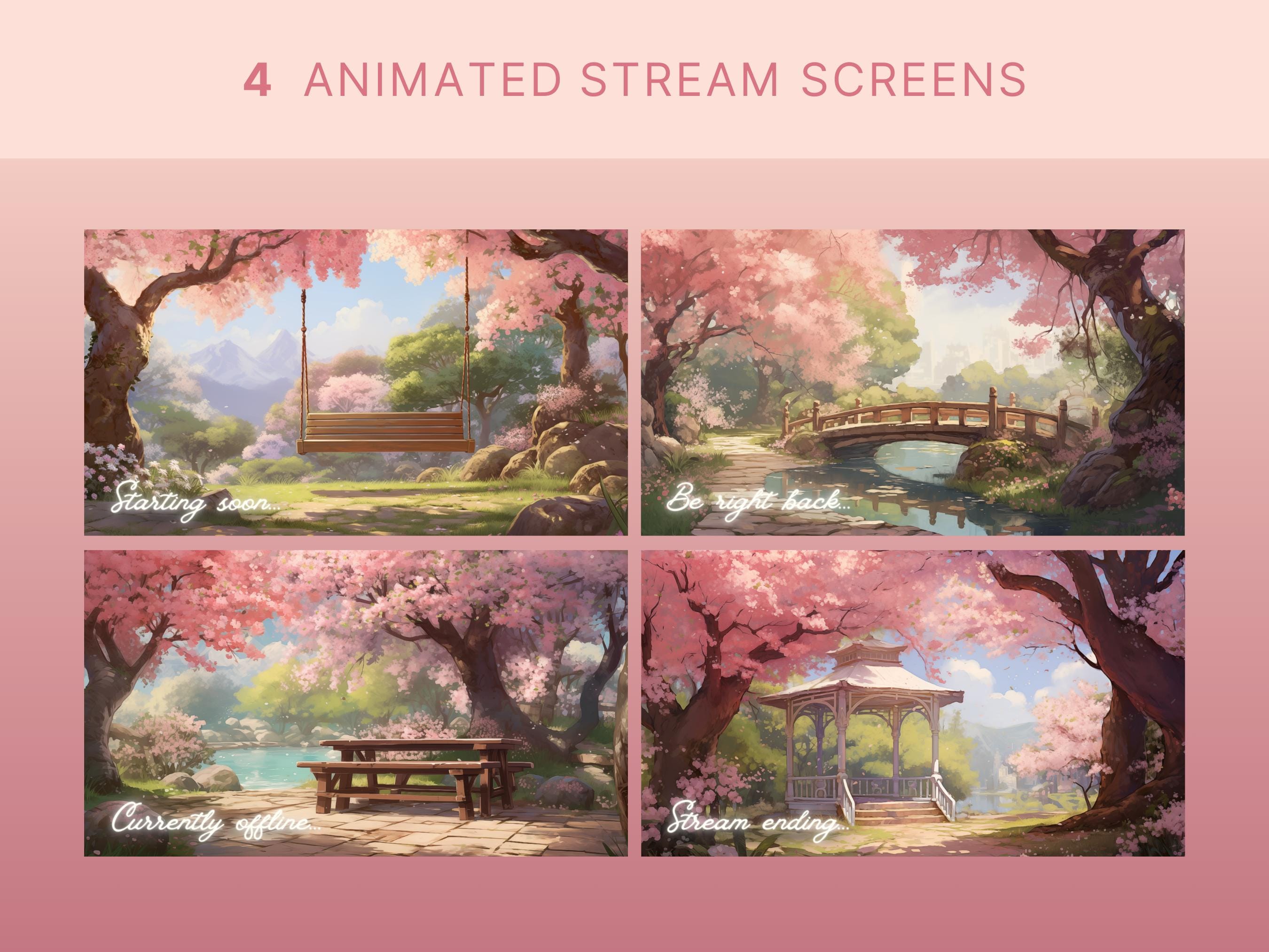 Sakura Stream Pack Pink Twitch Overlay Vtuber Pink Stream Screen Sakura ...