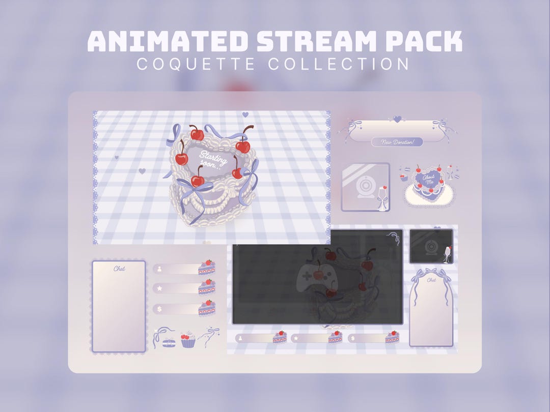 Purple Stream Package Coquette Twitch Overlay Purple Stream Screen ...