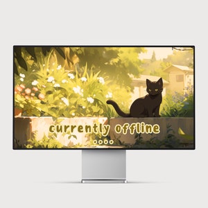 Cozy Cat Animated Stream Screen Cottagecore Overlay Lofi Plants Twitch ...
