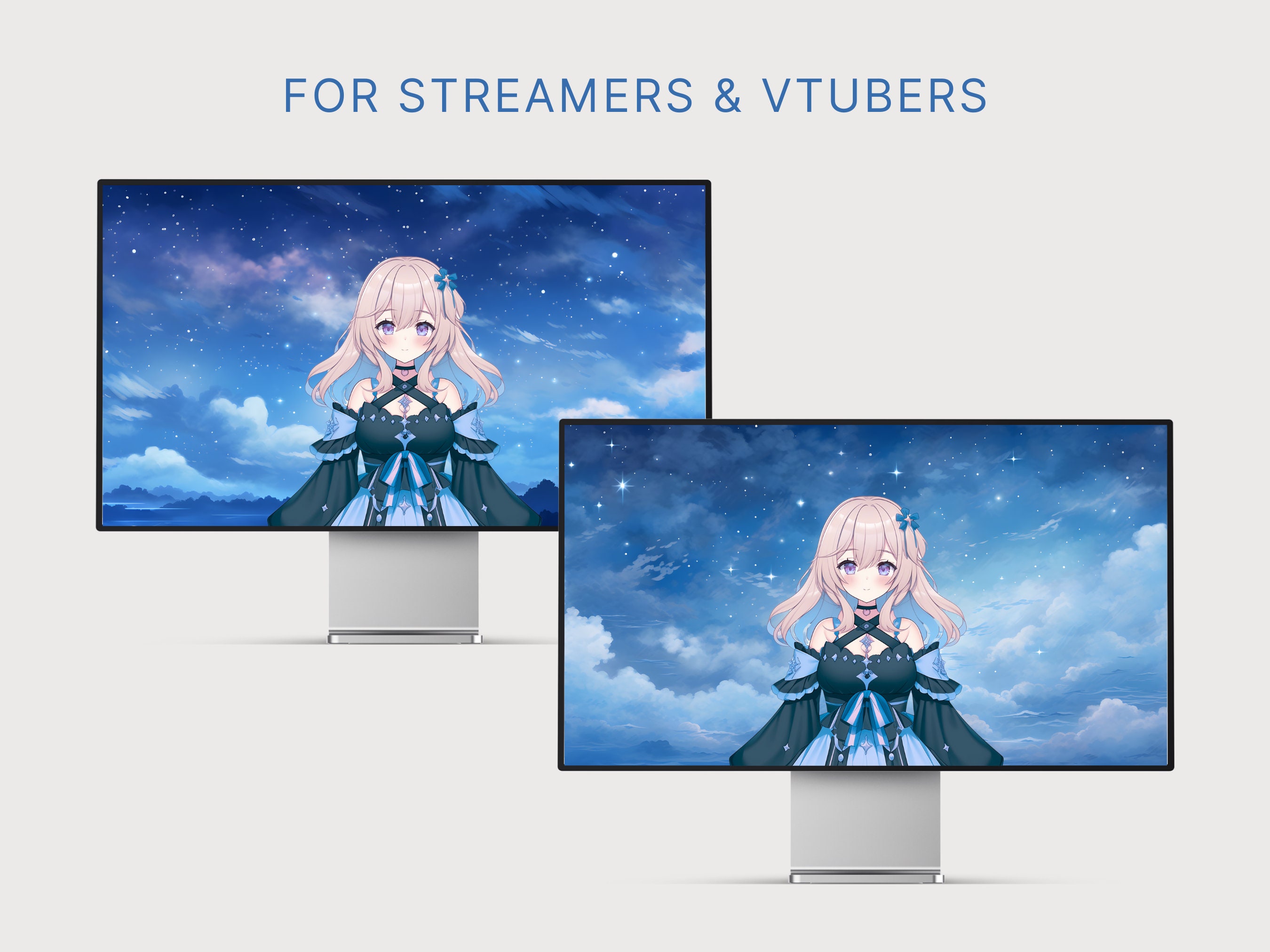 Blue Twitch Overlay Blue Vtuber Animated Background Twitch Blue Sky ...
