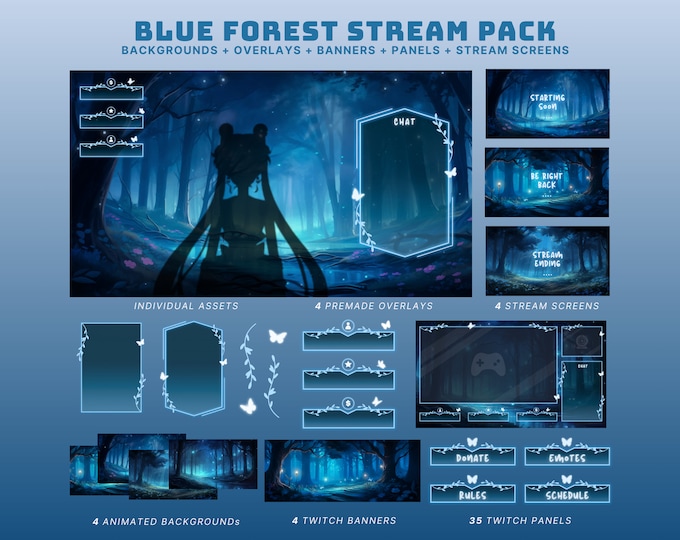 Animated Lofi Twitch Stream Screens | Twitch Overlay Blue | Twitch ...