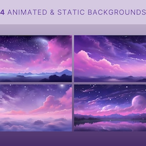Purple Stream Pack Animated Vtuber Background Purple Twitch Overlay ...