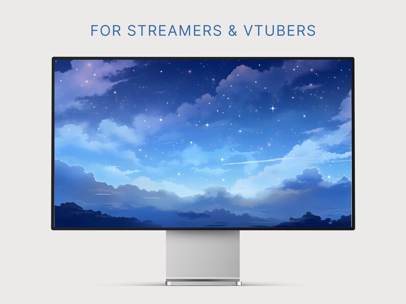 Blue Animated Vtuber Blue Twitch Overlay Vtuber Sky Stream Overlay ...