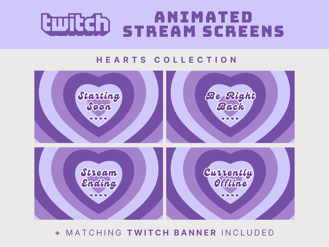 Purple Twitch Overlay Purple Twitch Banner Valentines Twitch Overlay ...