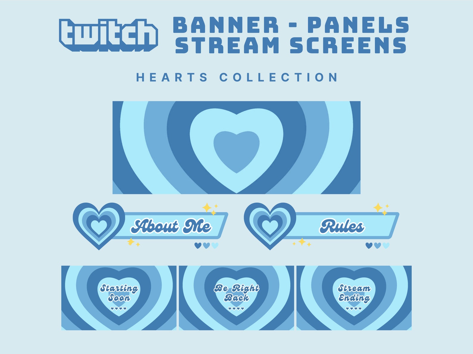 Blue Valentines Twitch Overlay Blue Retro Twitch Overlay Blue Heart ...