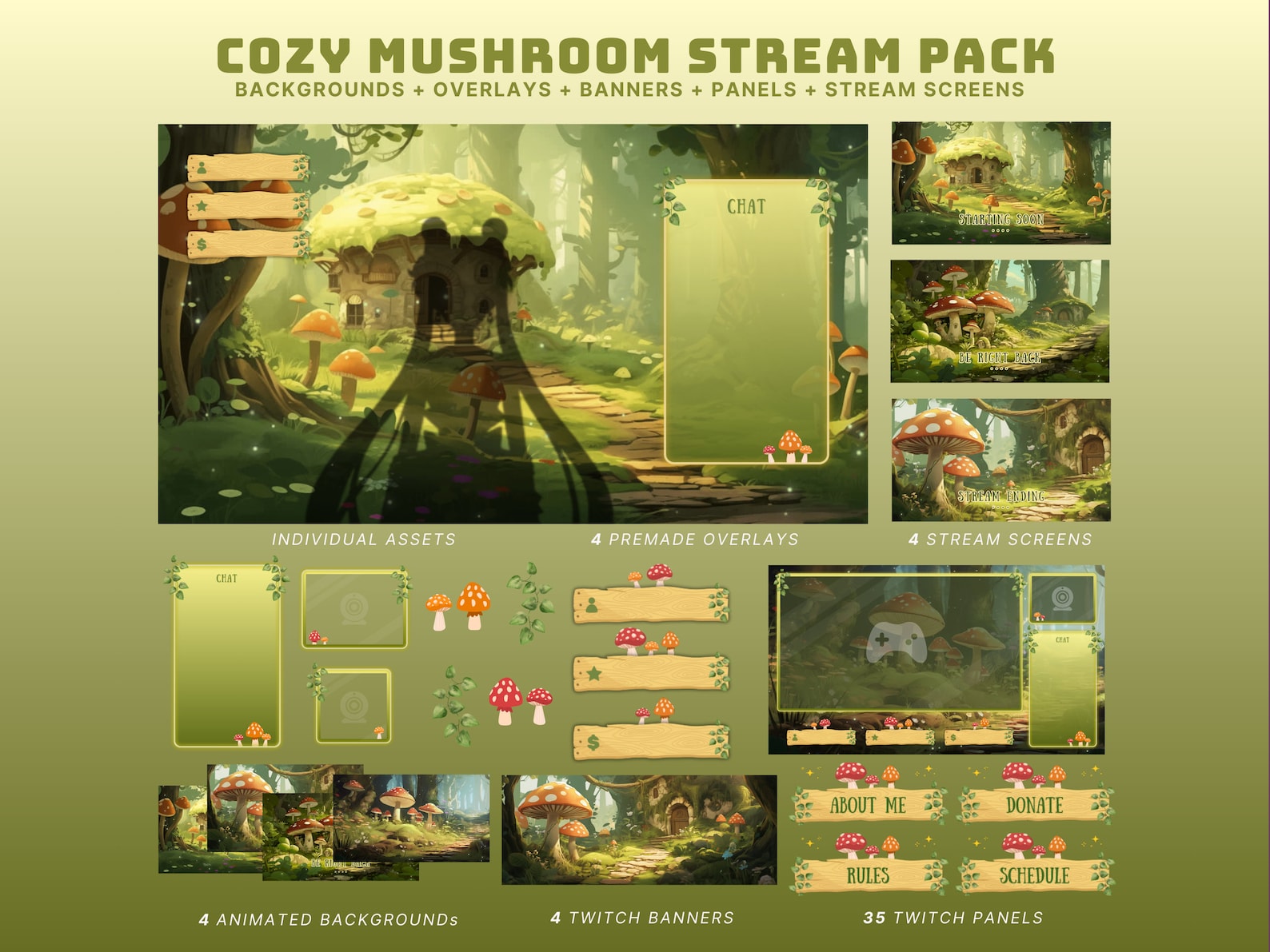 Animated Cozy Twitch Overlay Vtuber Background Cottagecore Twitch ...