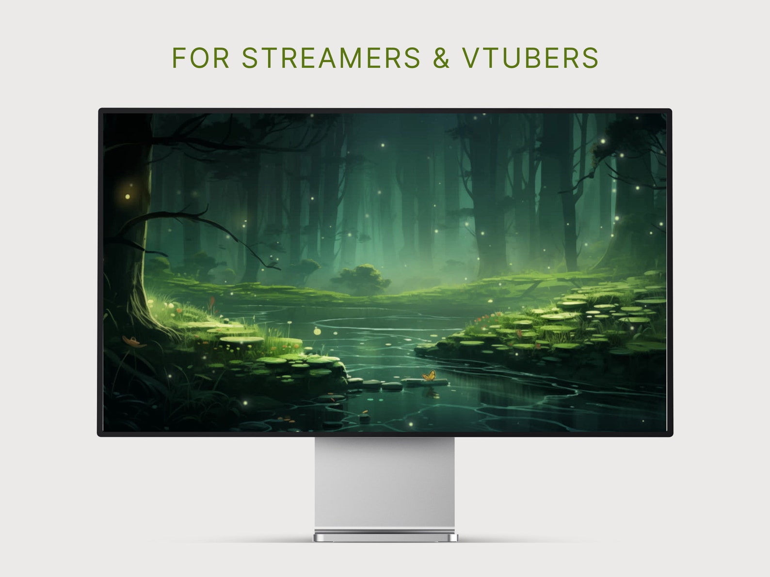 Cozy Animated Background Vtuber Green Twitch Overlay Animated Vtuber ...