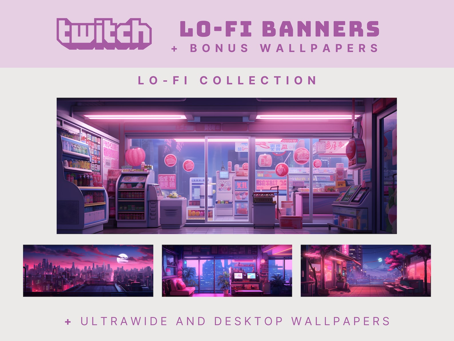 Pink Lofi Twitch Stream Banner Anime Lofi Twitch Banner Pink Anime ...