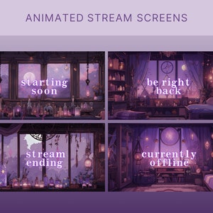 Purple Twitch Overlay Animated Vtuber Background Witch Twitch Overlay Witch Vtuber Asset Purple ...