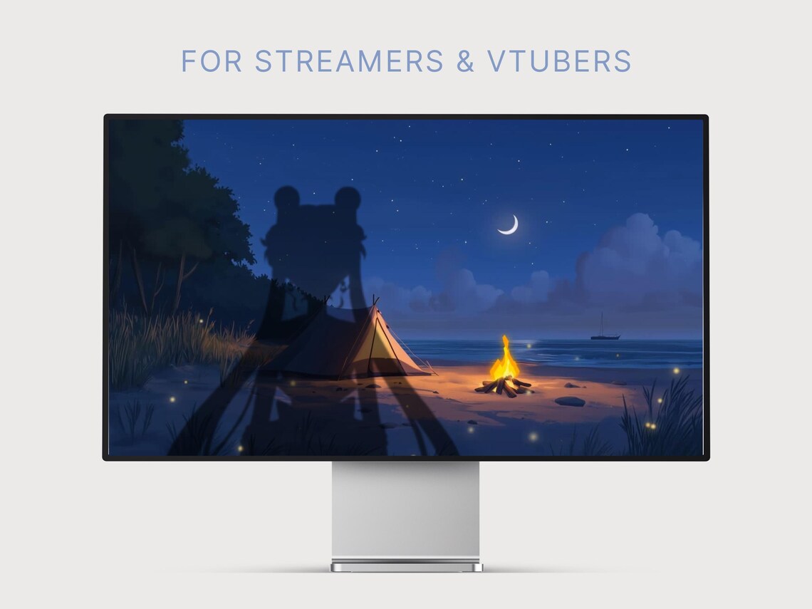 Cozy Bonfire Background Vtuber Summer Background Camping Stream ...