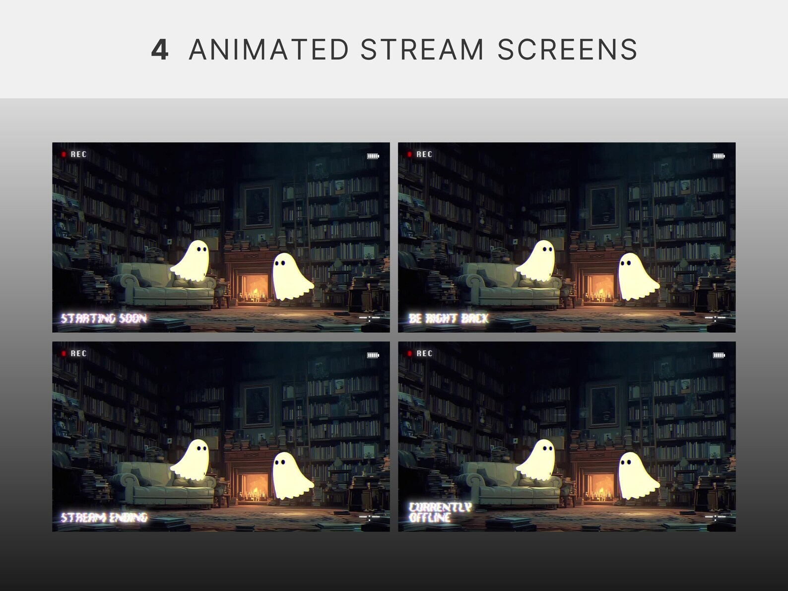 Retro Ghost Stream Pack Animated Vhs Twitch Overlay Retro Halloween ...
