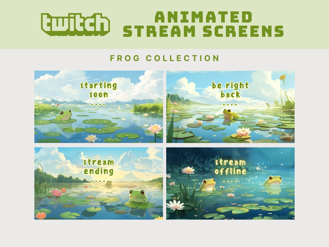 Frog Animated Stream Screens Cozy Twitch Screens Cottagecore Twitch ...