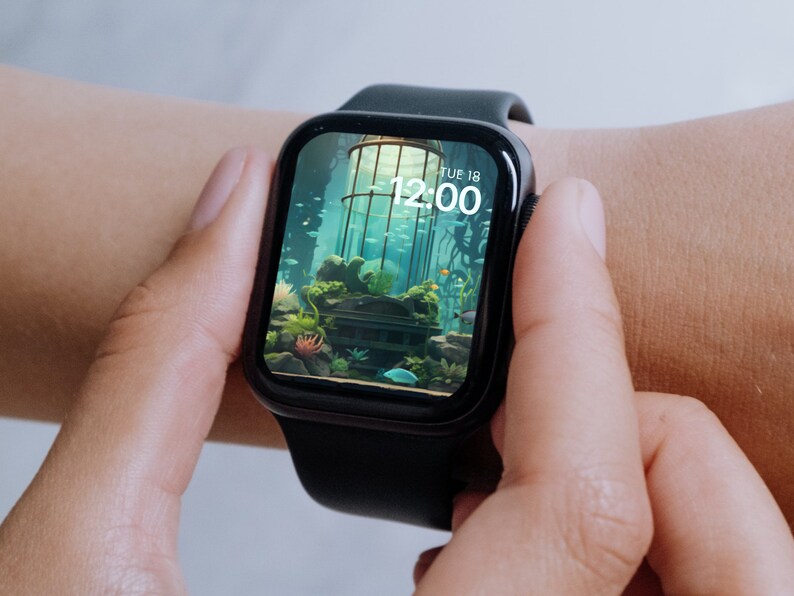 Ghibli Apple Watch Face Anime Underwater Aesthetic Watch Wallpaper Cute ...