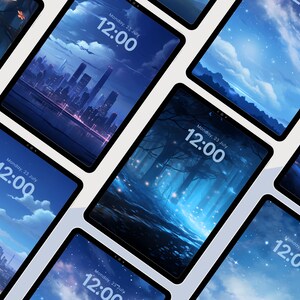 Night Wallpaper Blue Sky Wallpaper Blue Night iPad Wallpaper Anime iPad ...