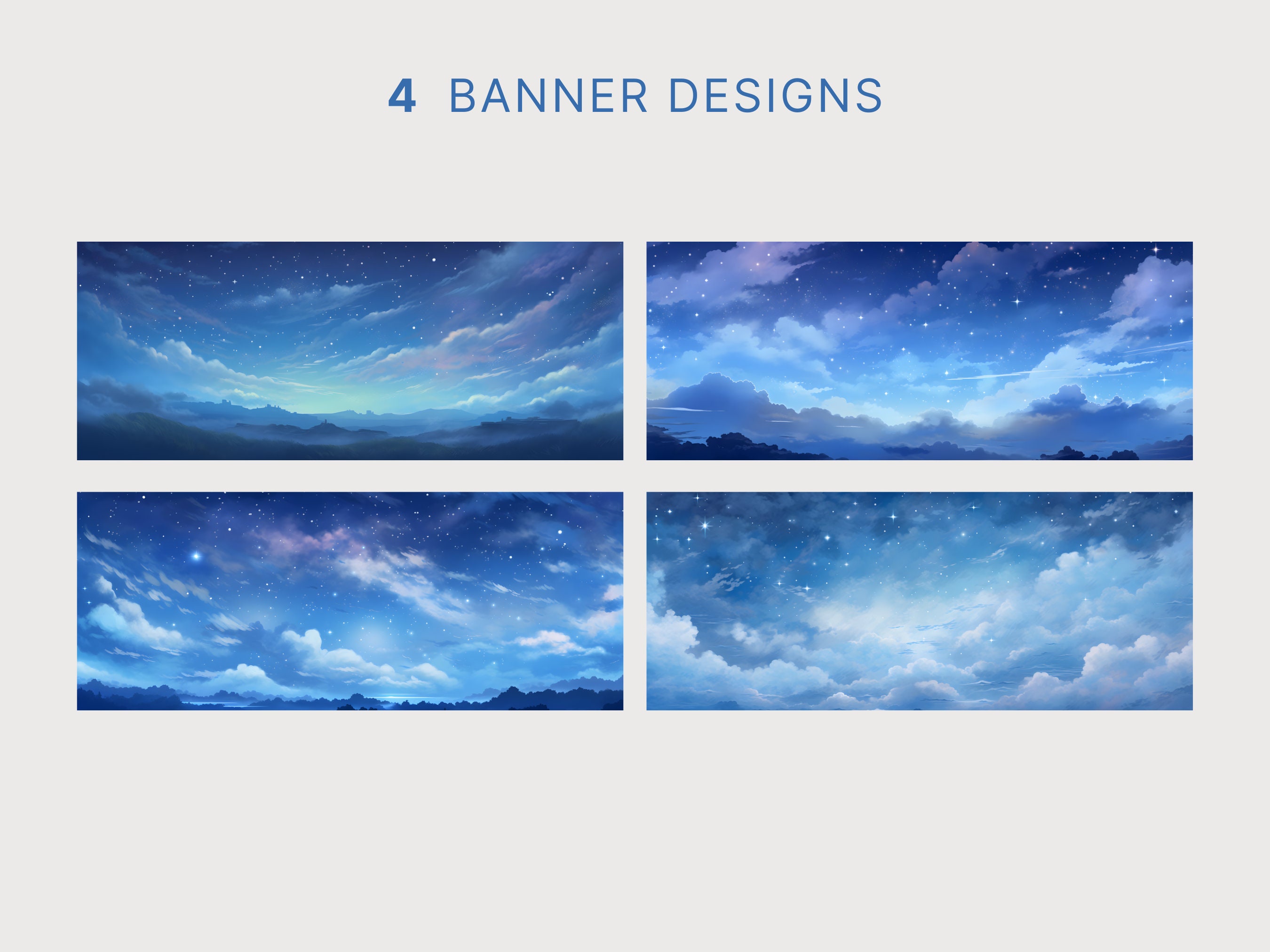 Blue Twitch Stream Banner Studio Ghibli Twitch Banner Blue Night Stream ...