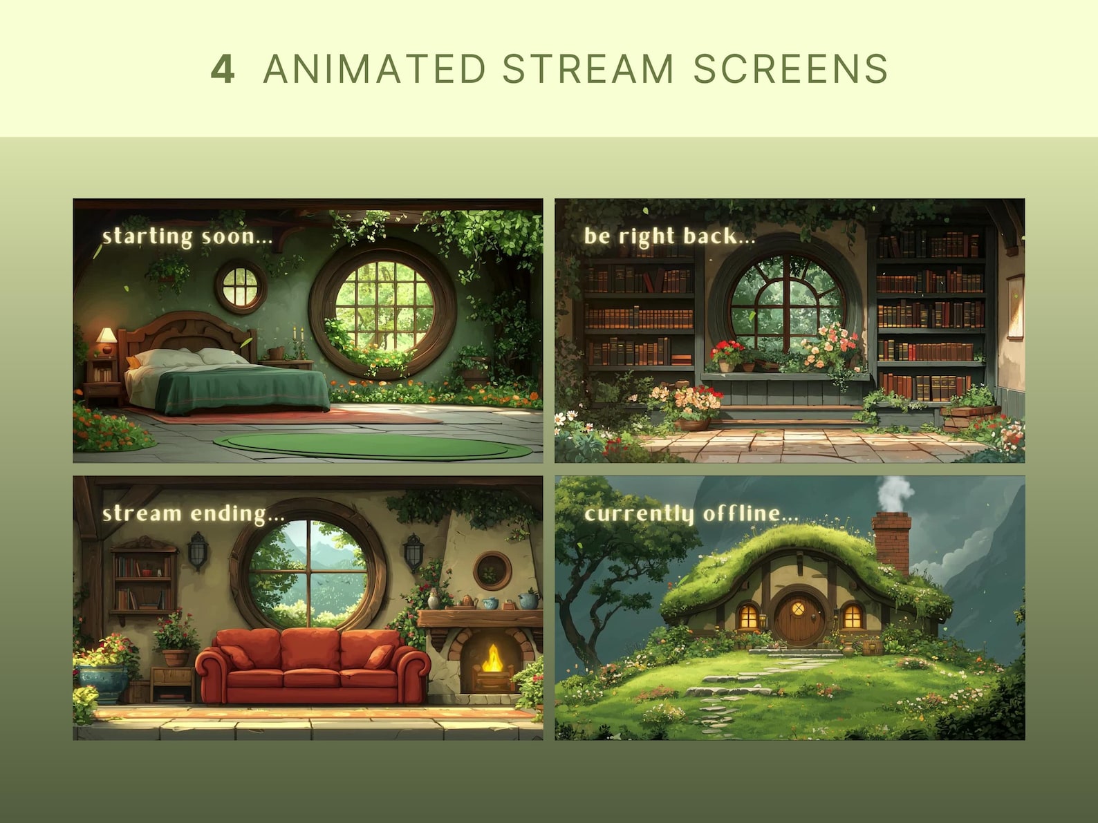 Cozy Stream Pack Cottagecore Twitch Overlay Cozy Twitch Alerts Cozy ...