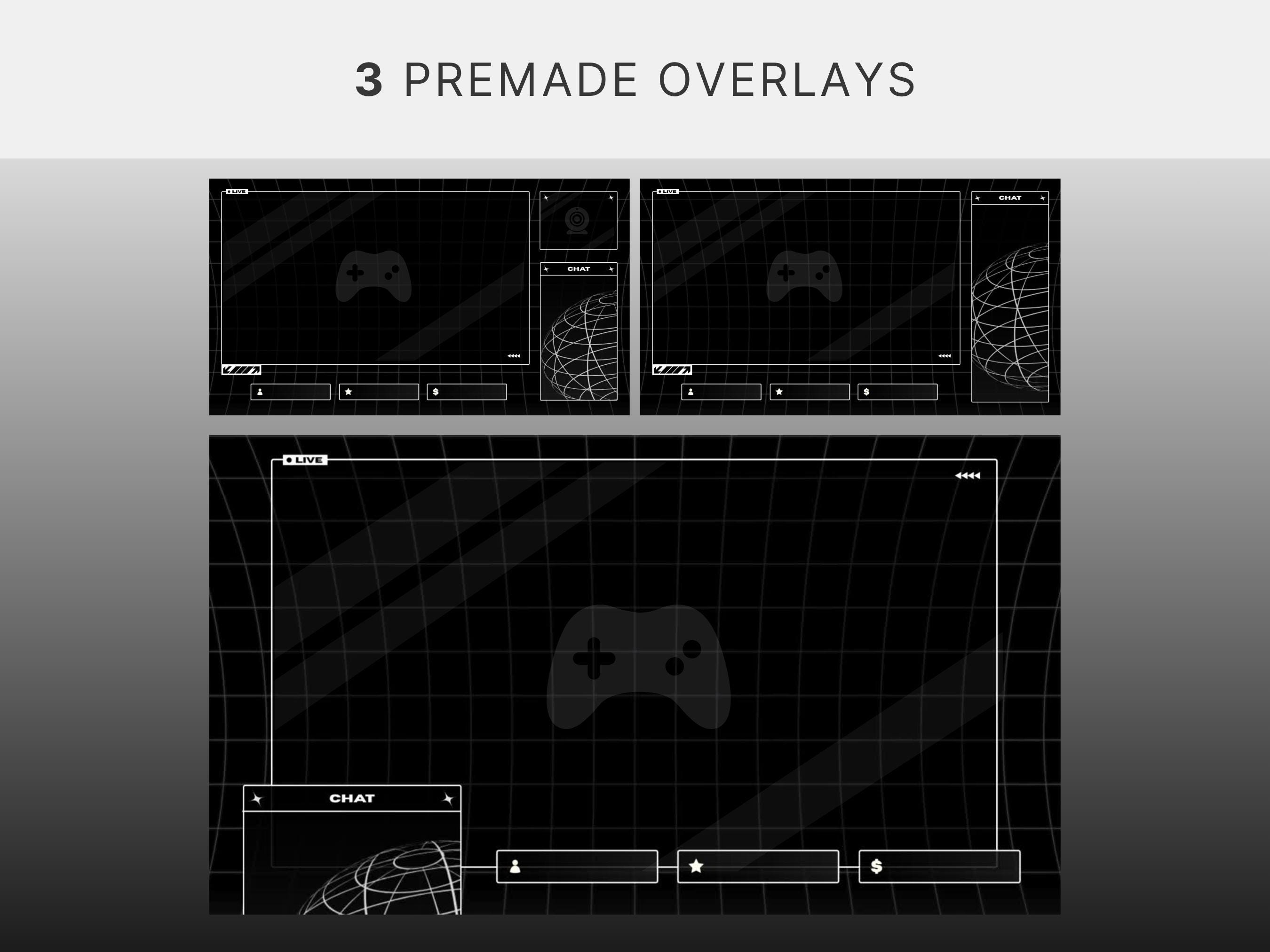 Dark Anime Stream Pack Animated Retro Twitch Overlay Black and White ...