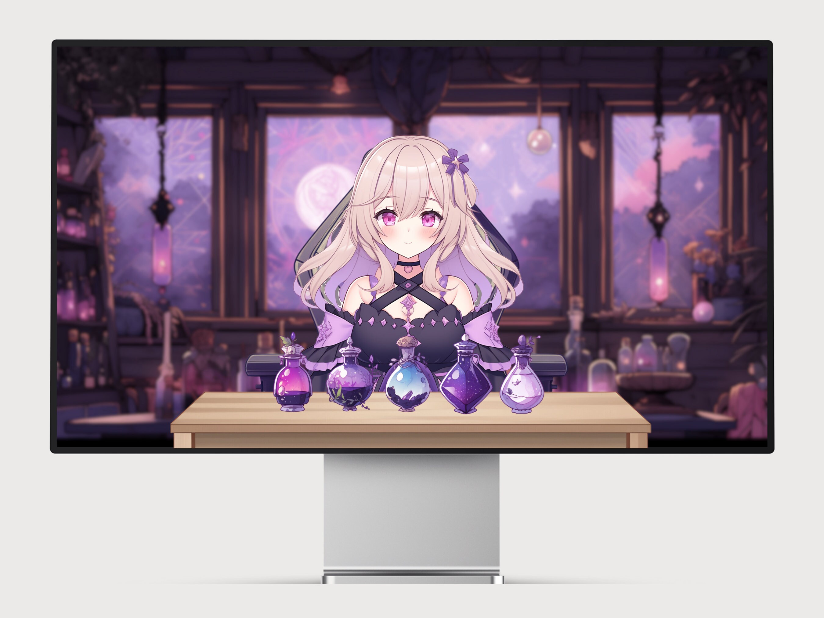 Vtuber Witch Asset Potion Vtuber Overlay Purple Potion Stream Decor ...