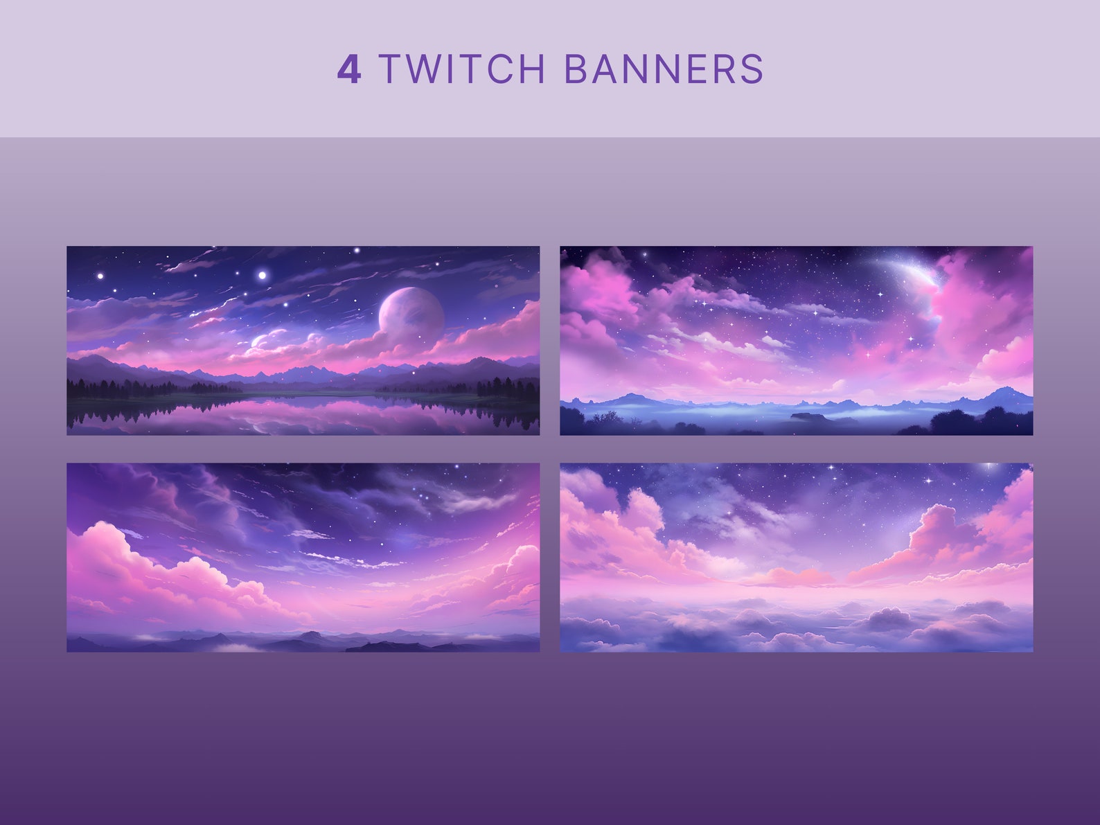 Purple Stream Pack Animated Vtuber Background Purple Twitch Overlay ...