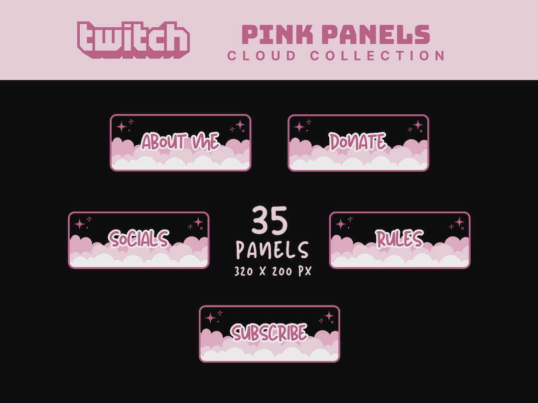Pink Twitch Panels Cloud Twitch Overlay Cute Cloud Panels Sky Twitch ...
