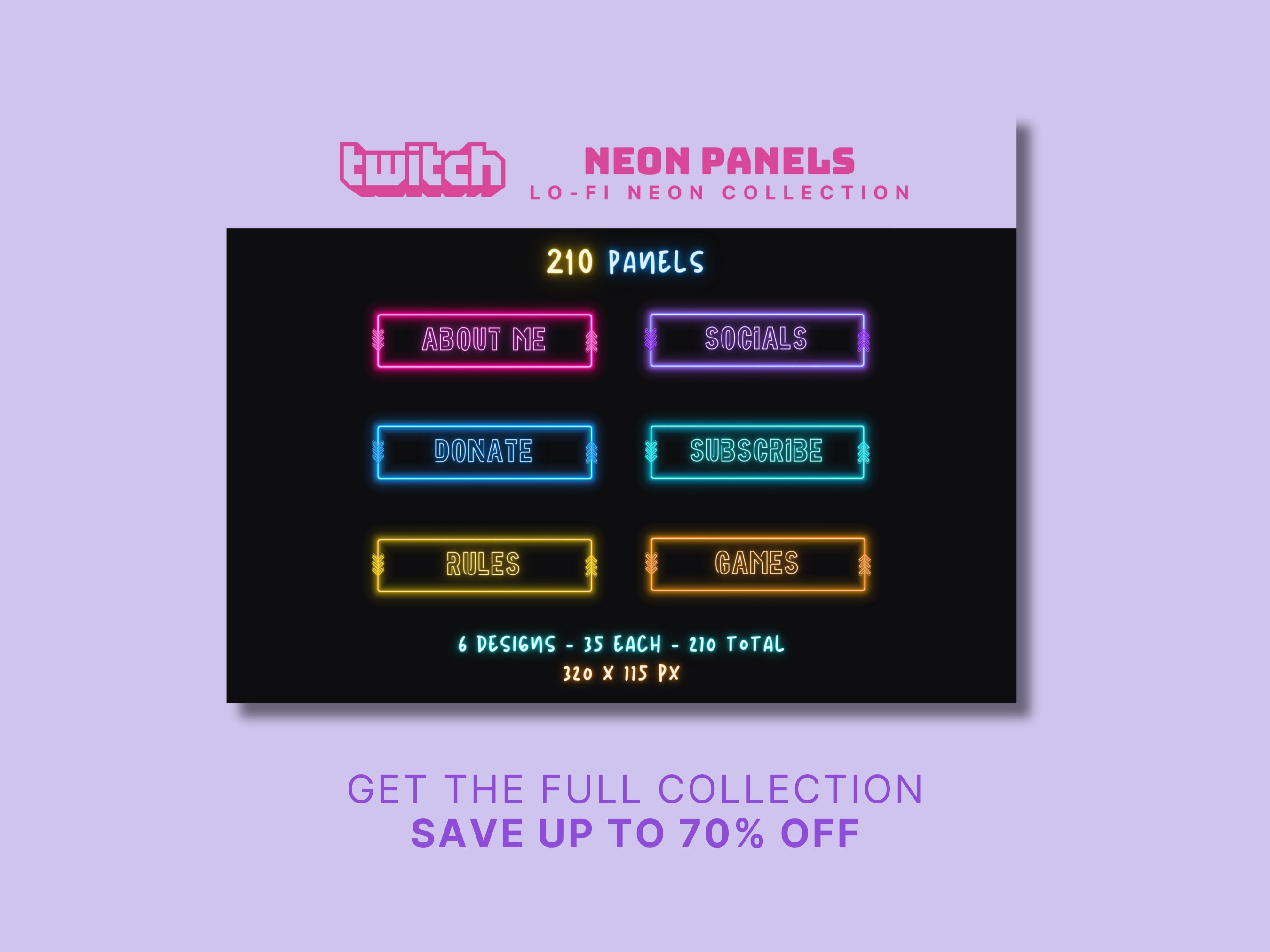 Purple Twitch Panels Neon Twitch Panels Lofi Twitch Overlay Purple Neon ...