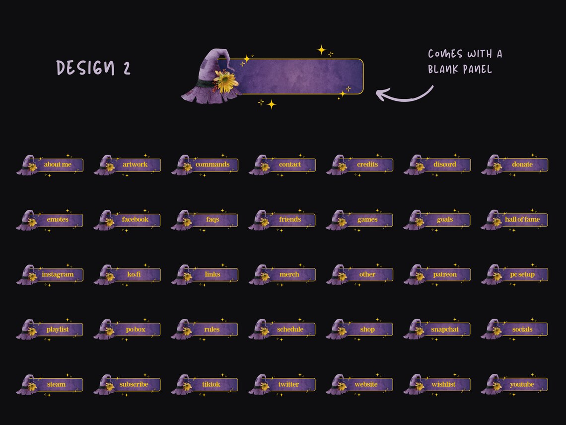 Witch Twitch Overlay Purple Twitch Panels Witchcraft Stream Panels Cute ...