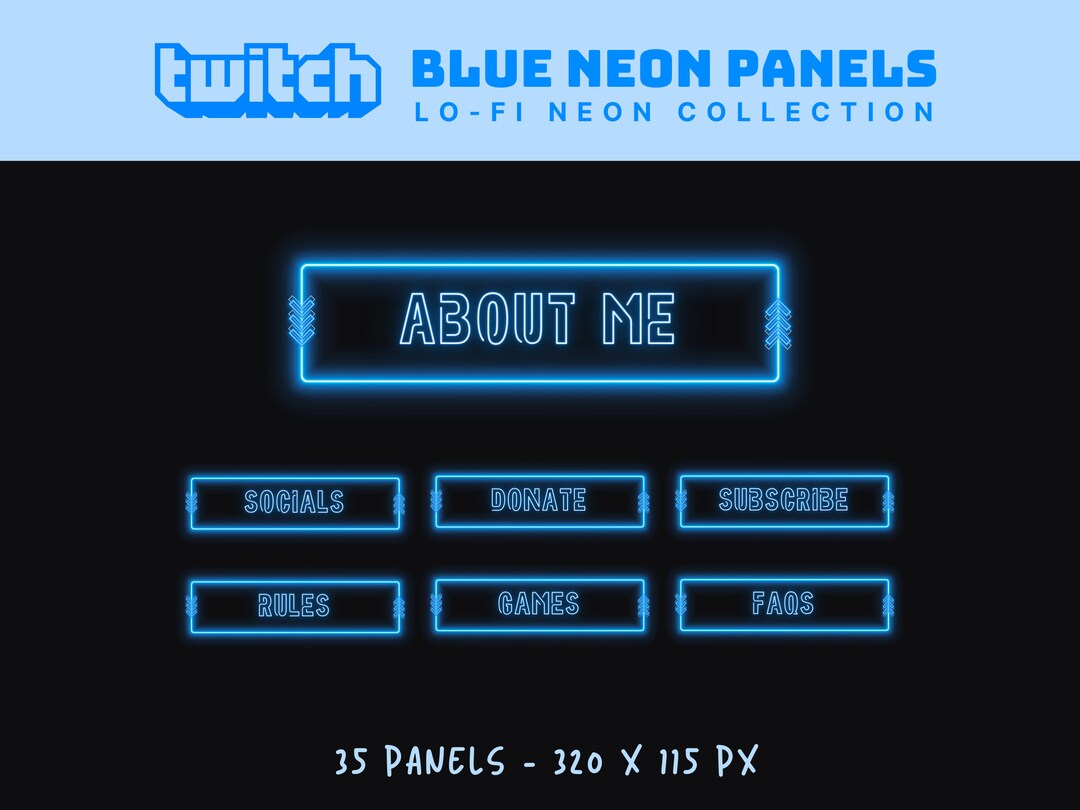 Blue Twitch Panels Neon Twitch Panel Neon Blue Twitch Panel Blue Lofi ...