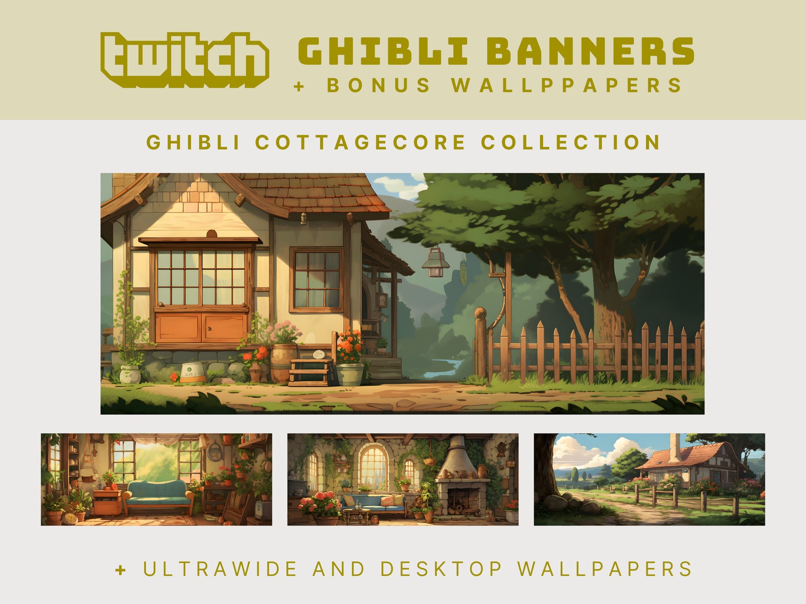 Cottagecore Twitch Stream Banner Studio Ghibli Twitch Banner Cozy ...