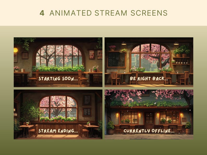 Cozy Cafe Stream Package Lofi Twitch Overlay Cozy Stream Overlay ...