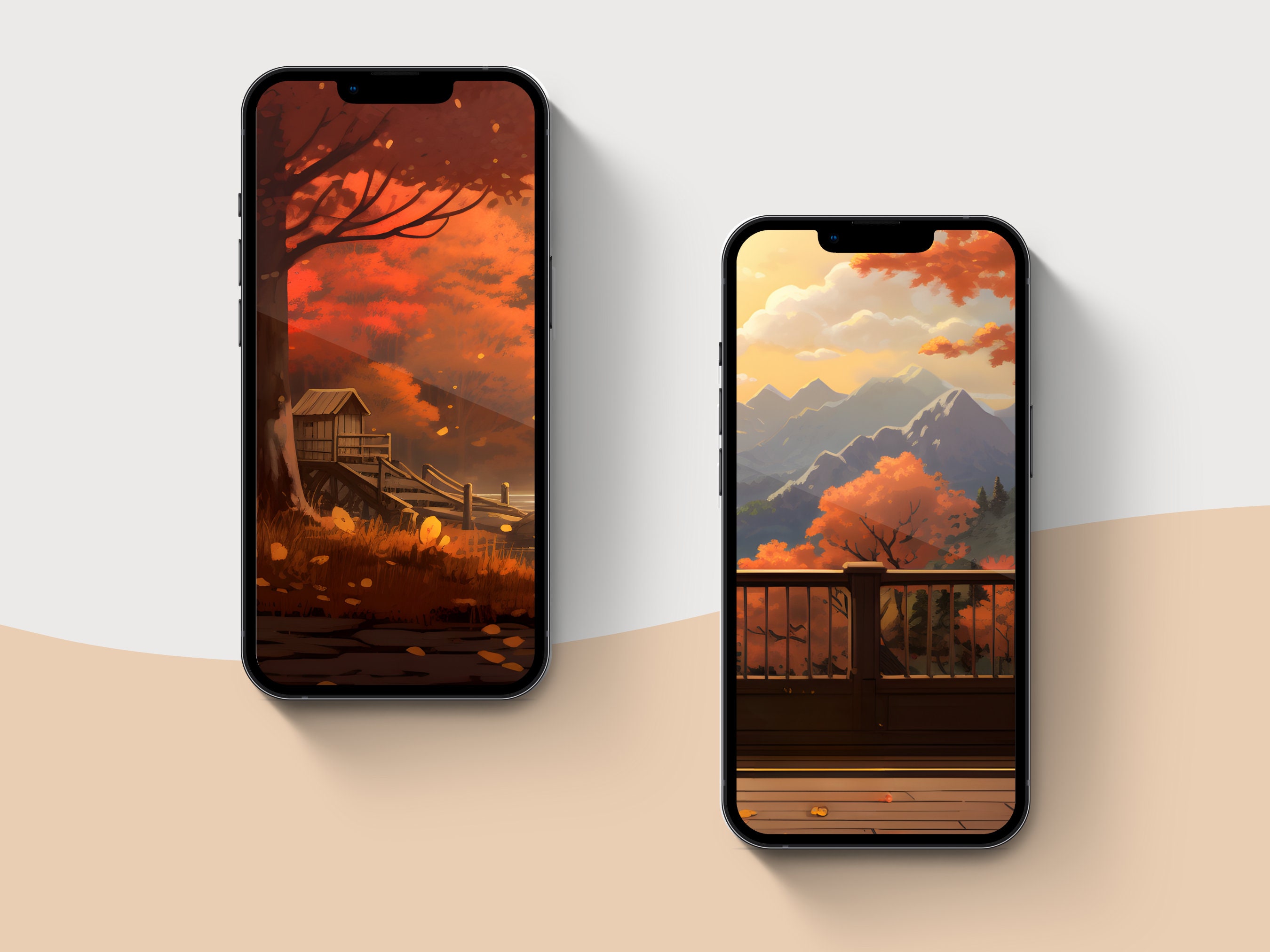 Studio Ghibli Inspired Autumn iPhone Wallpaper Fall Season - Etsy