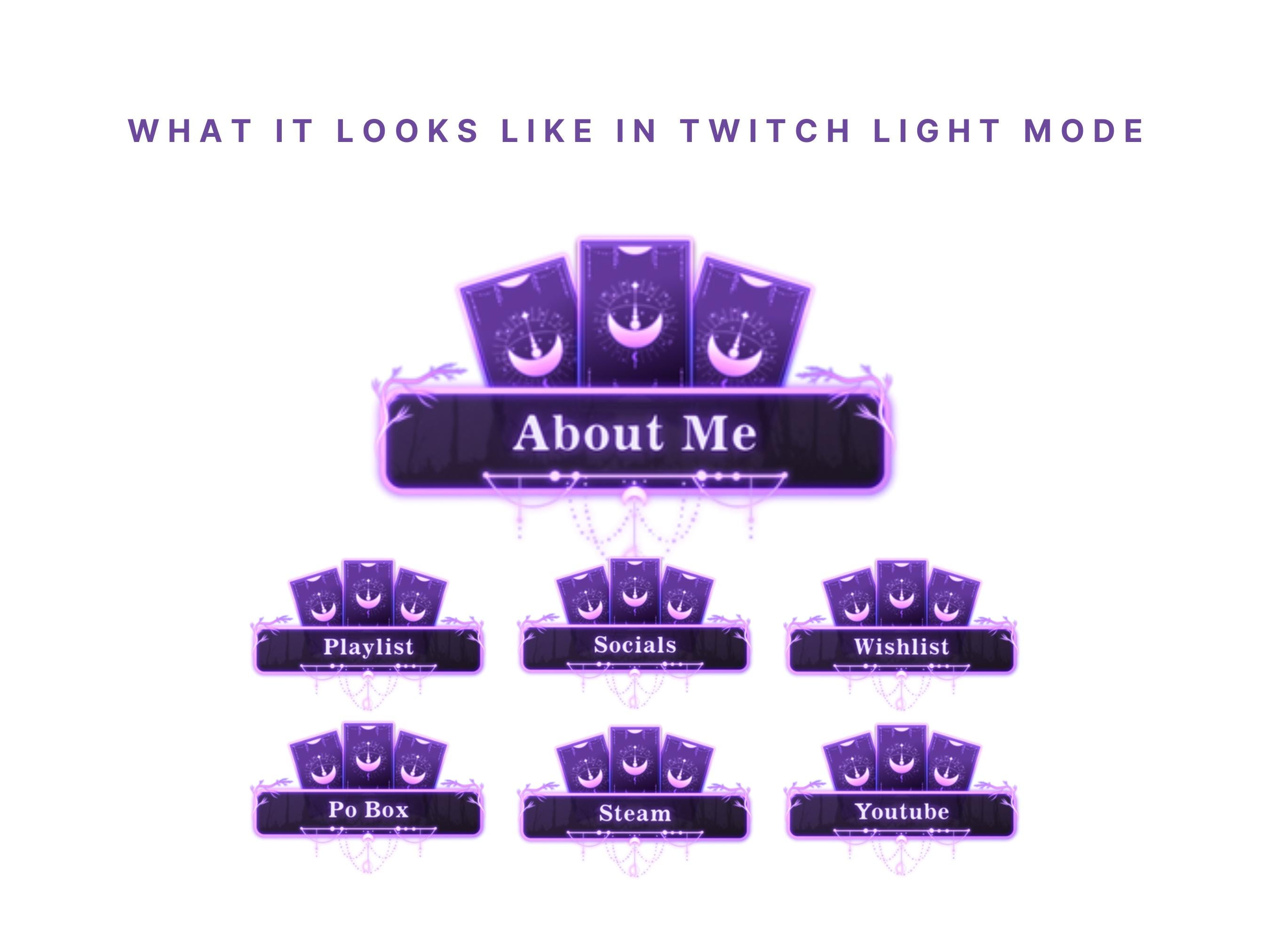 Purple Twitch Panels Witch Twitch Overlay Goth Twitch Panels Glowing ...