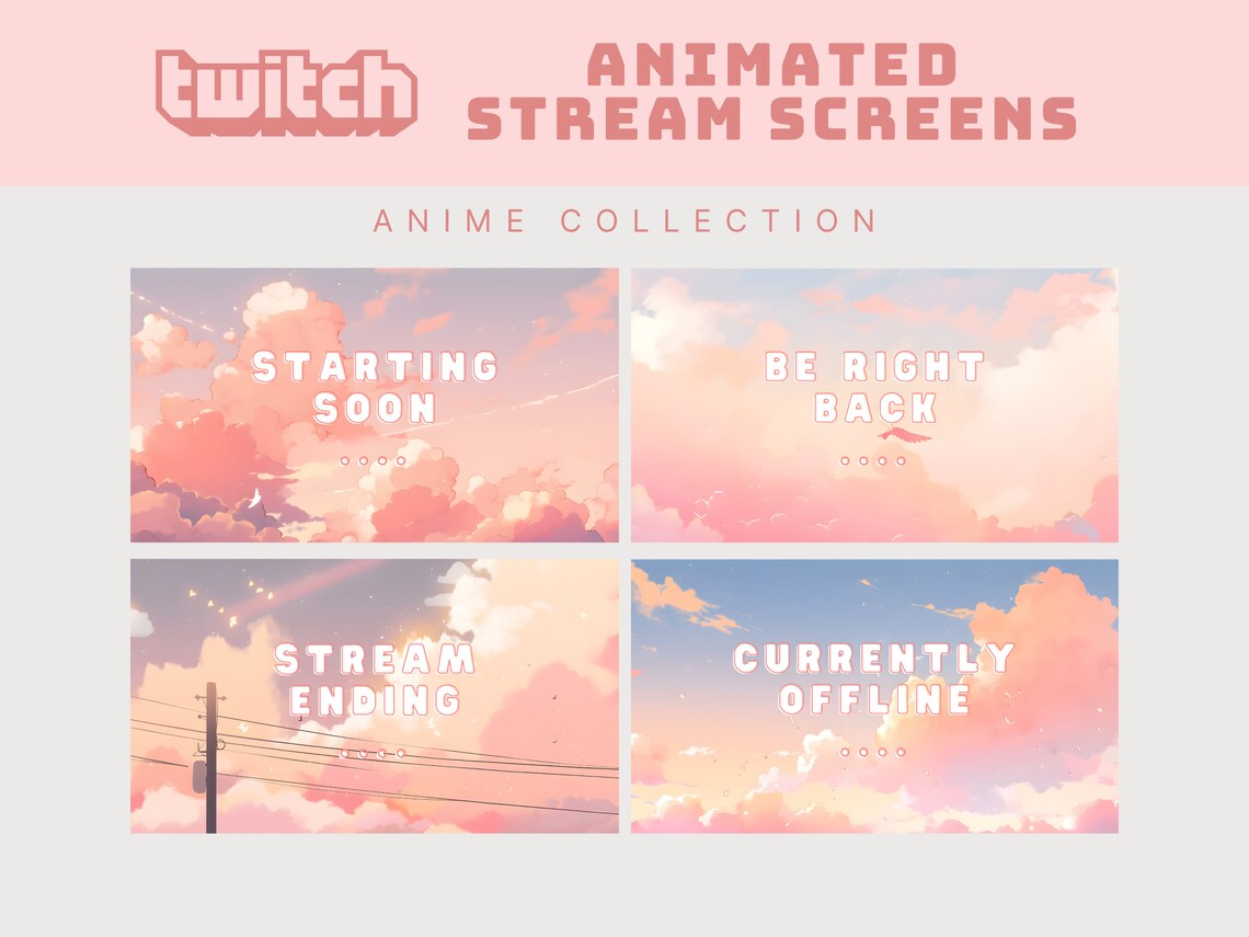 Pink Animated Stream Screen Pink Anime Twitch Animated Stream - Etsy