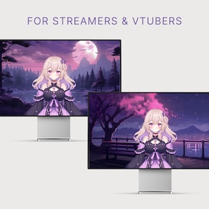 Purple Vtuber Animated Background Purple Twitch Animated Vtuber Overlay ...