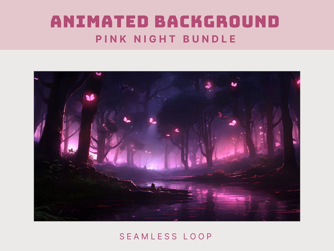 Pink Twitch Overlay Vtuber Background Animated Overlay Pink Halloween ...