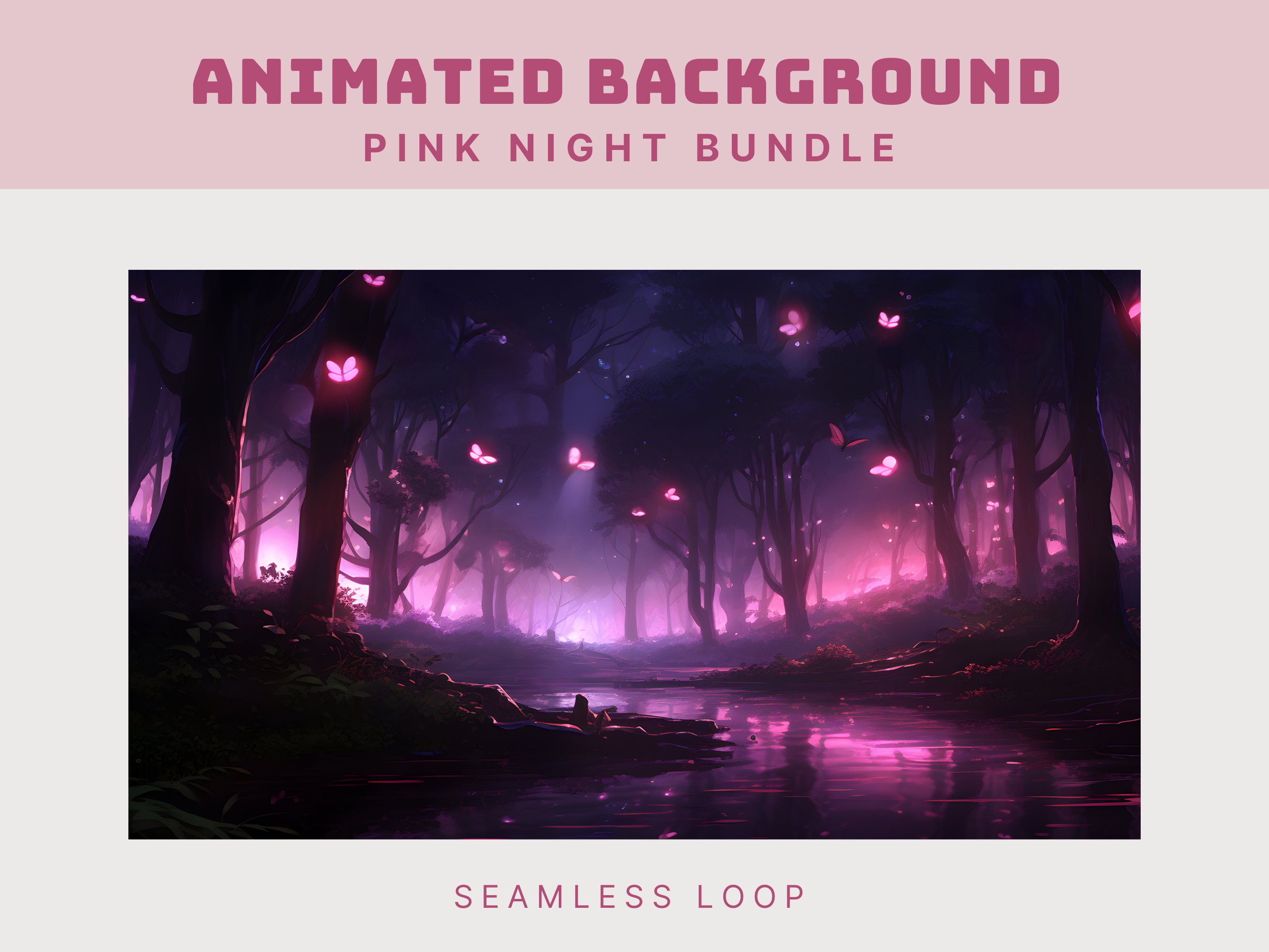 Pink Twitch Overlay Vtuber Background Animated Overlay Pink Halloween ...