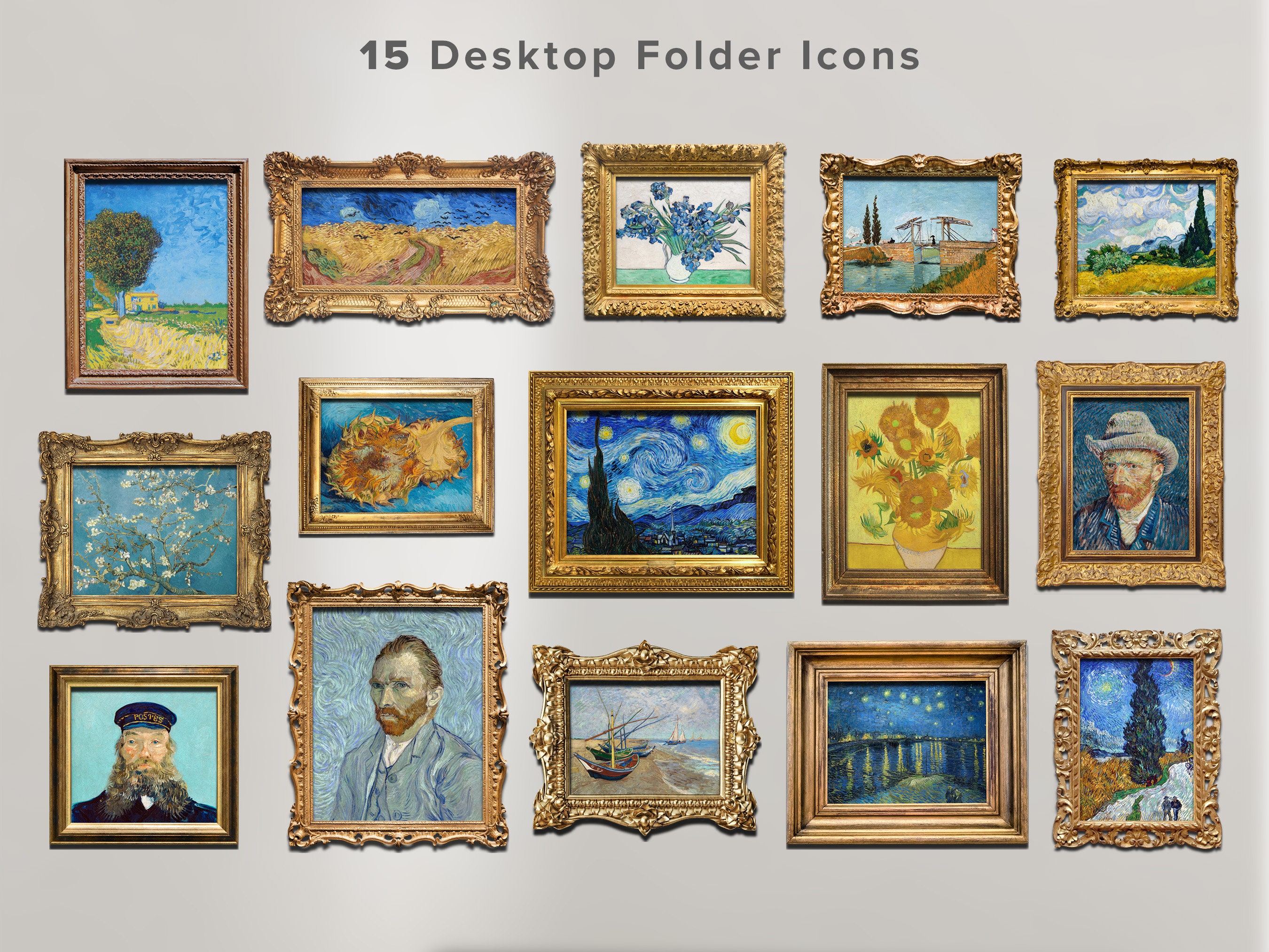 Van Gogh Desktop Folder Icons Aesthetic Desktop Organizer Desktop Icons ...