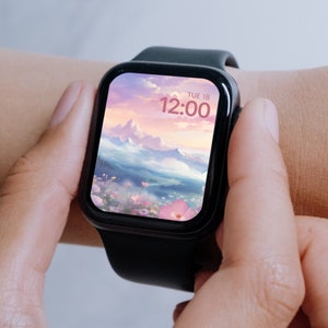 Pink Landscape Watch Wallpaper Dreamy Pink Watch Face Pastel Flowers ...