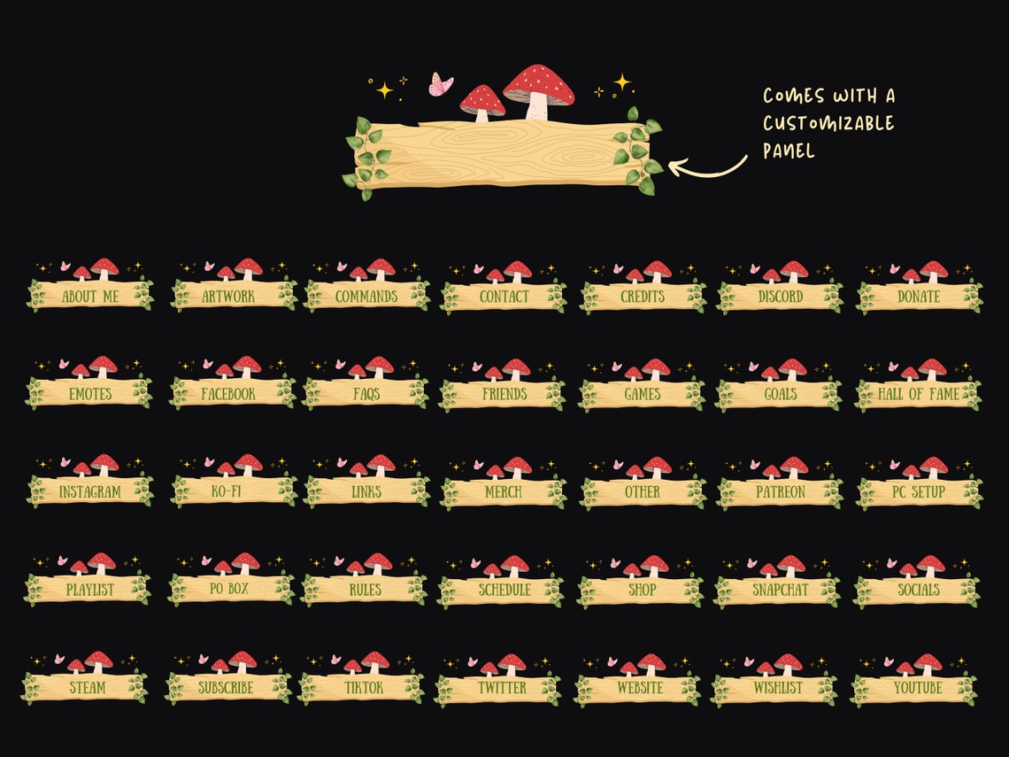 Mushroom Twitch Panels Lofi Panels Ghibli Twitch Overlay Cottagecore ...