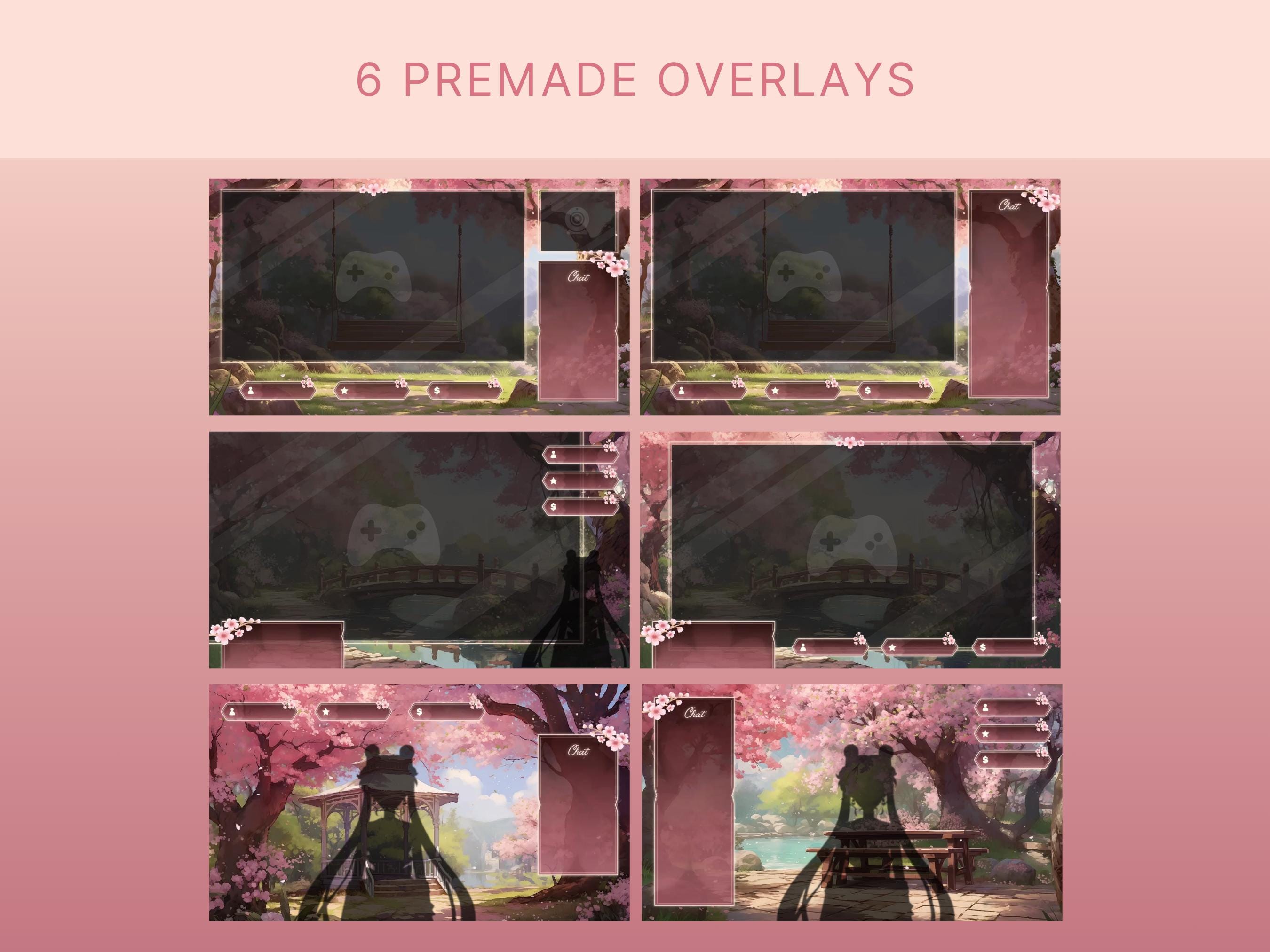 Sakura Stream Pack Pink Twitch Overlay Vtuber Pink Stream Screen Sakura ...