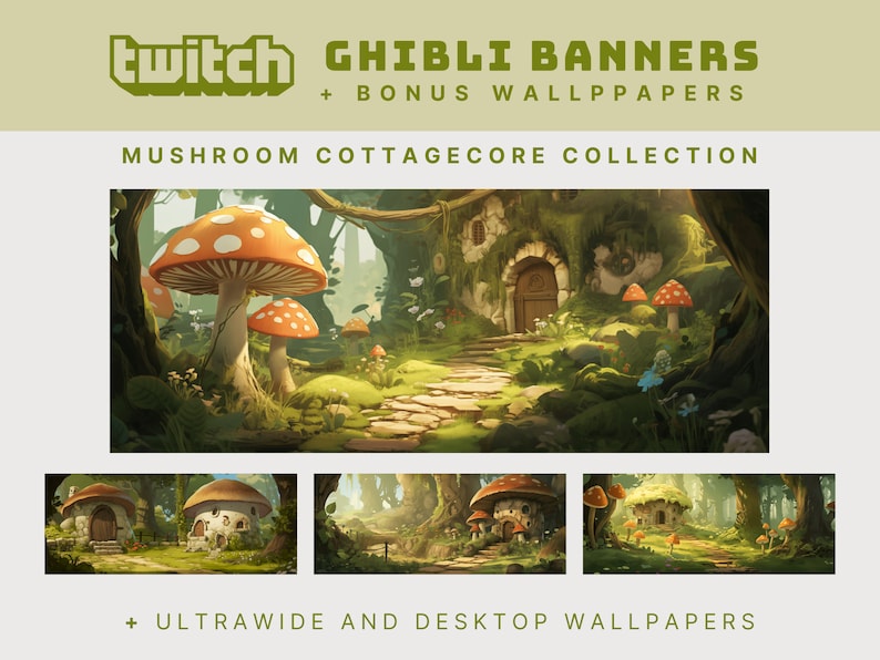 Cottagecore Twitch Banner Mushroom Banner Cozy Forest Twitch Banner ...