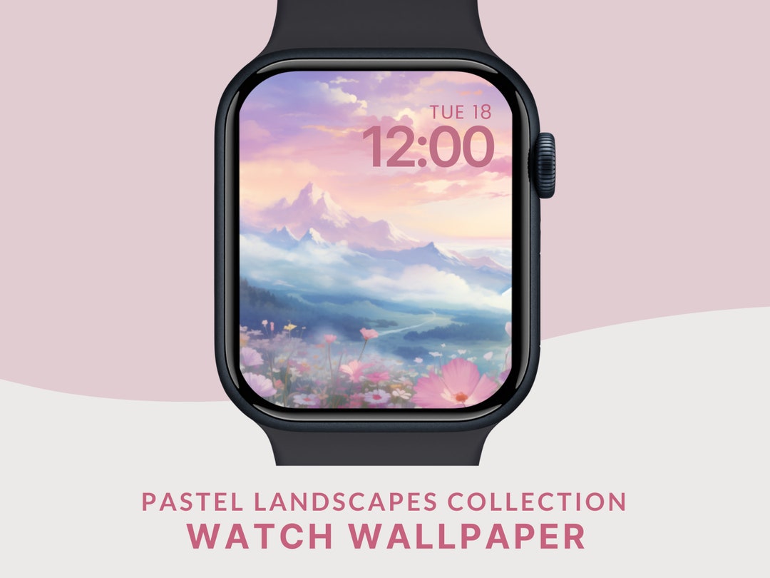 Pink Landscape Watch Wallpaper Dreamy Pink Watch Face Pastel Flowers ...
