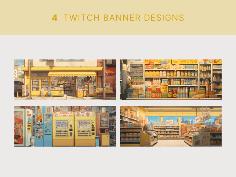 Lofi Twitch Banner Retro Animated Stream Screens Twitch Overlay Yellow ...