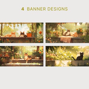 Cats Twitch Banner Cottagecore Twitch Overlay Cozy Cats Twitch Banner ...