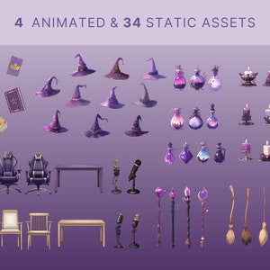 Purple Twitch Overlay Animated Vtuber Background Witch Twitch Overlay Witch Vtuber Asset Purple ...