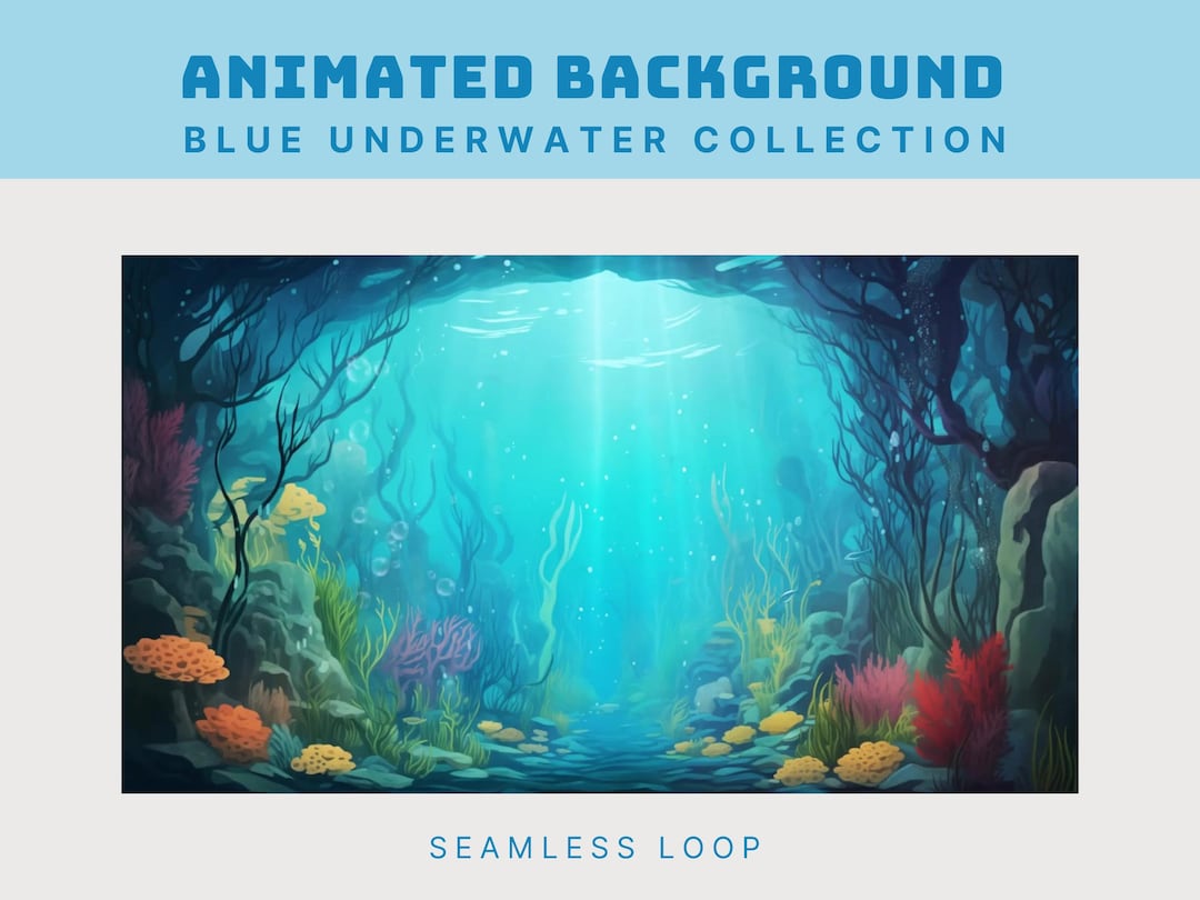 Vtuber Animated Ocean Background Sea Animated Stream Background Blue ...