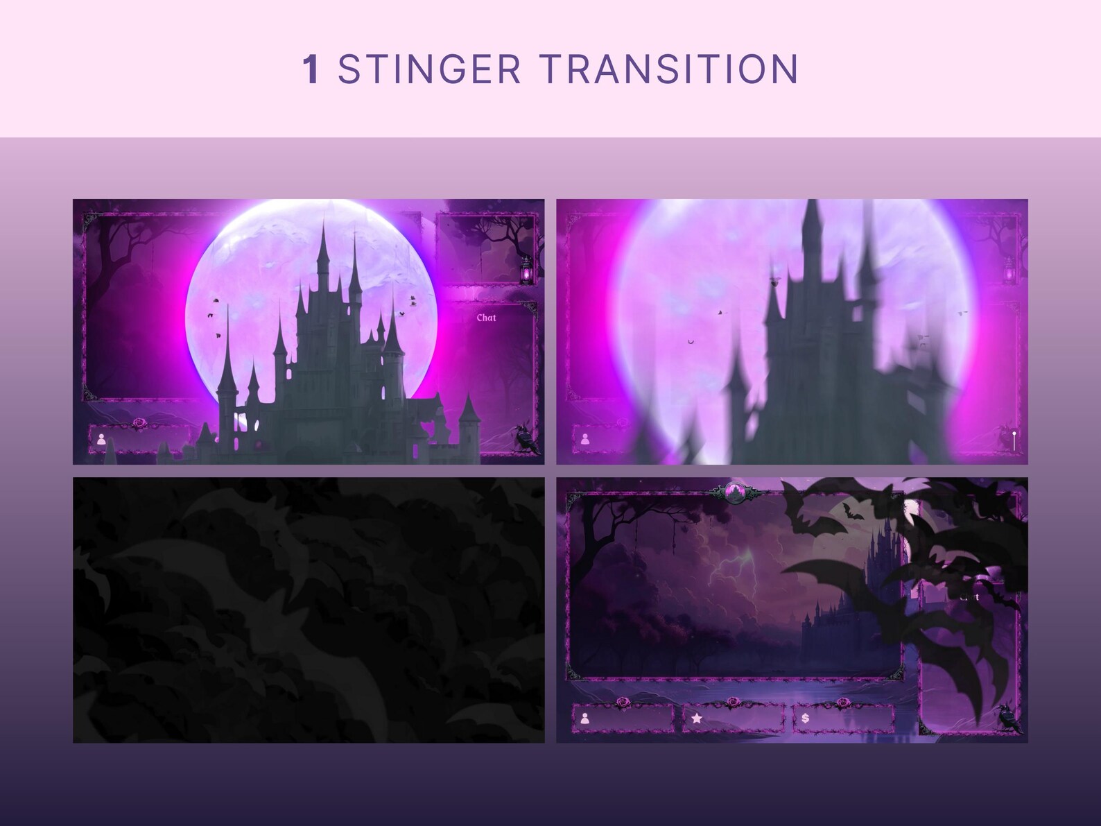 Haunted Castle Stream Pack Purple Halloween Twitch Package Goth Overlay ...