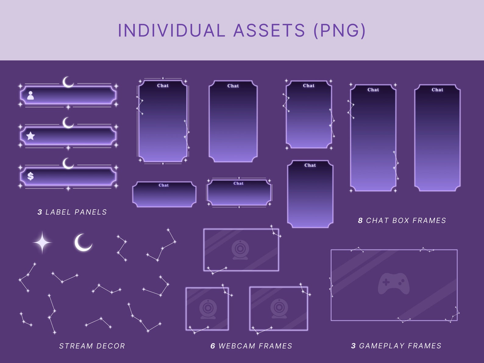Purple Stream Pack Animated Vtuber Background Purple Twitch Overlay ...
