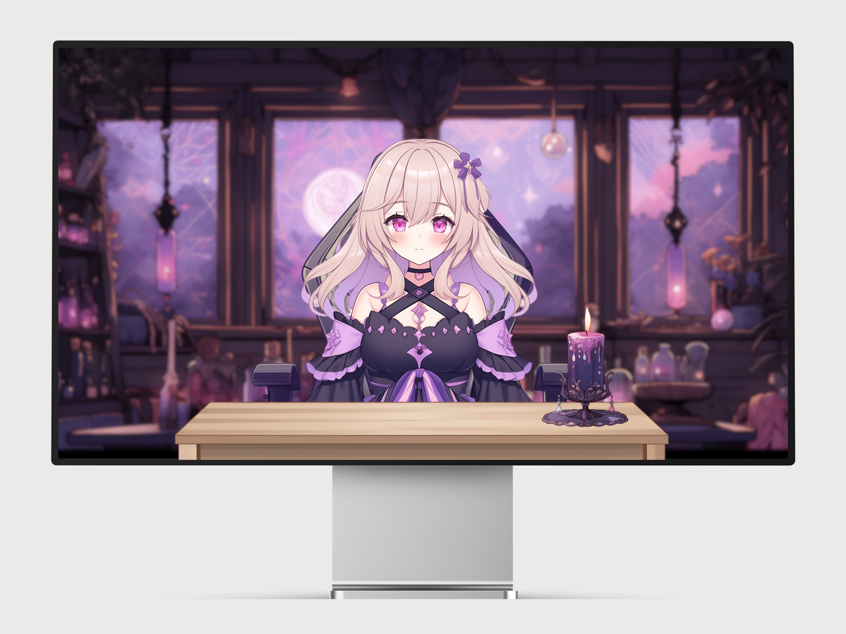 Vtuber Witch Candle Asset Purple Overlay Twitch Vtuber Decor Candle ...